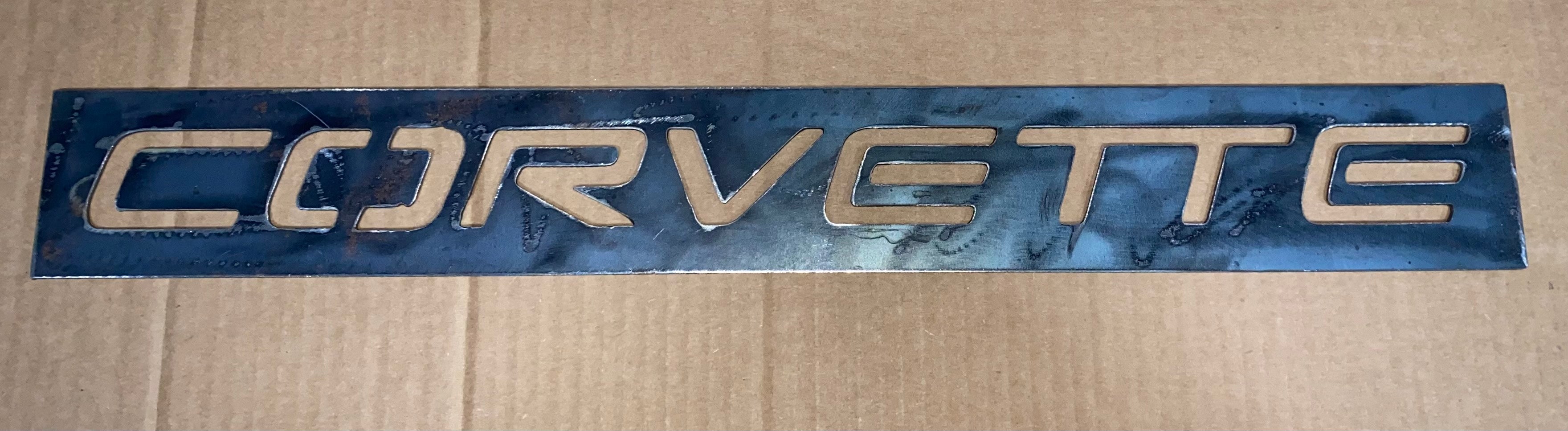EMA-PC-006 Corvette Word Plasma Cut Sign 59cm x 8cm – Engine Master