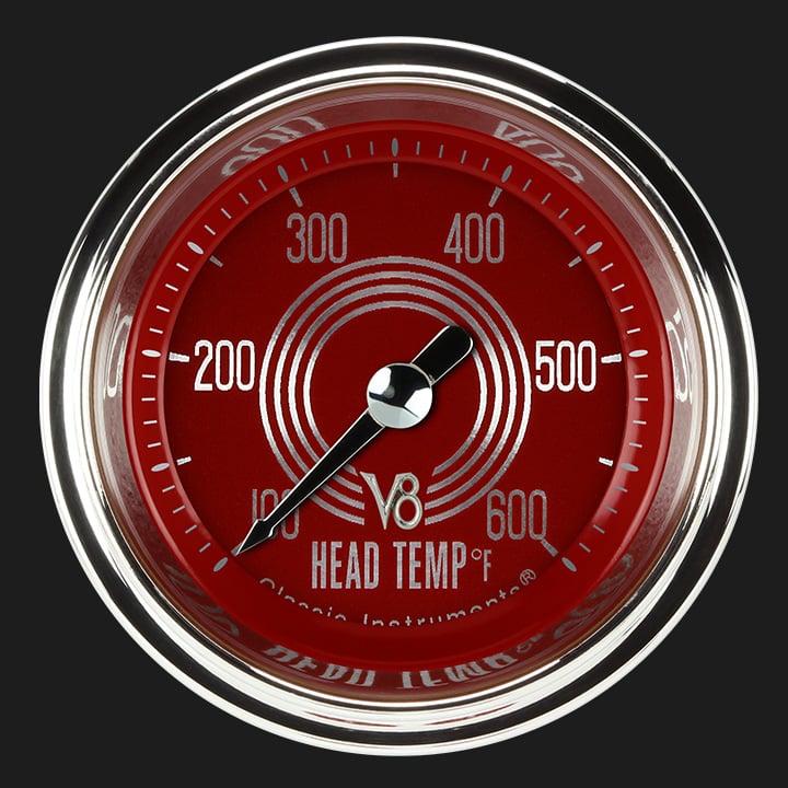 Classic Instruments V8RS197SHC V8 Red Steelie 2 1/8" Cylinder Head Tem ...