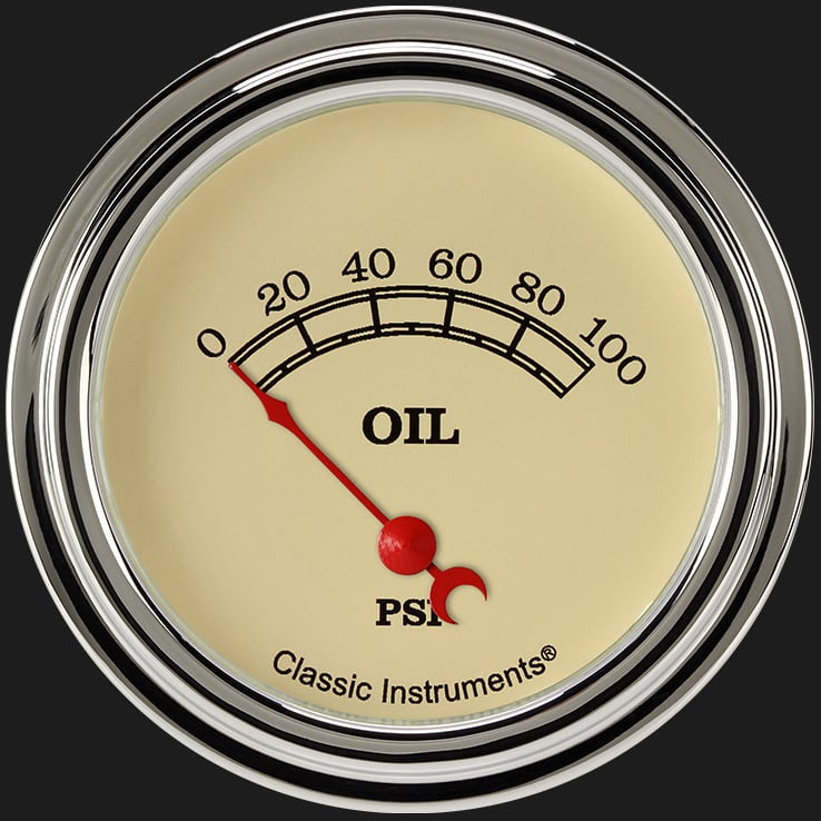 Classic Instruments VT281SLF Vintage 2 5/8" Oil Pressure Gauge – Engine ...