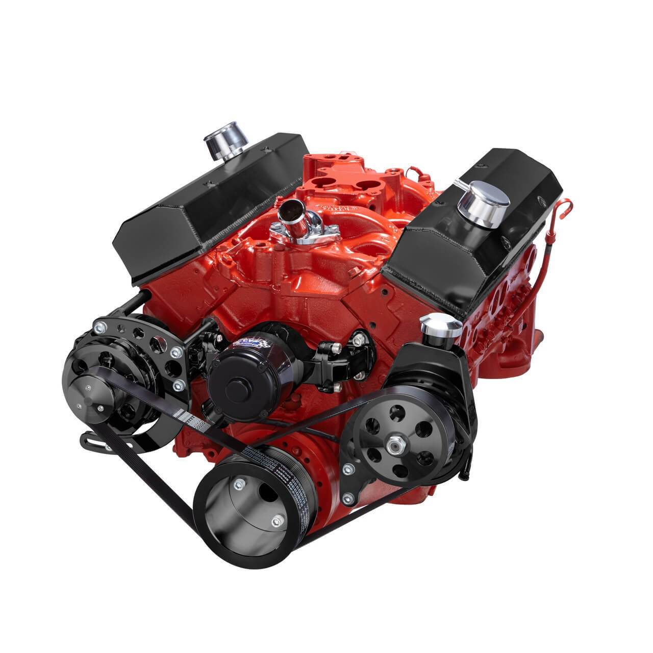 CVF B-350-SERPENTINE-PS-C-EWP Black Chevy Small Block Serpentine Conve ...
