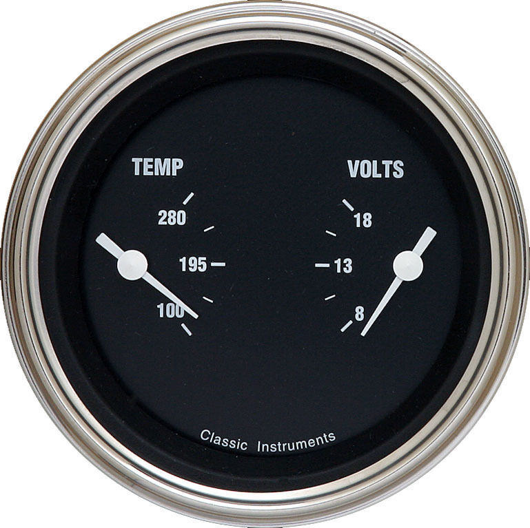 Classic Instruments HR74SLF Hot Rod - Dual Gauge 3-3/8" Temp & Volt ...