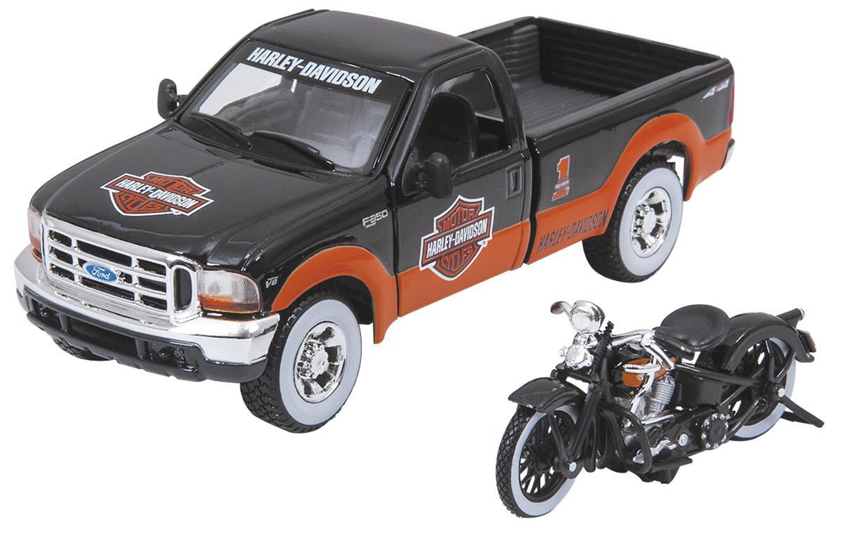 Maisto MSO-32172 1999 Ford F-350 & 1936 Harley-Davidson Knucklehead Di ...