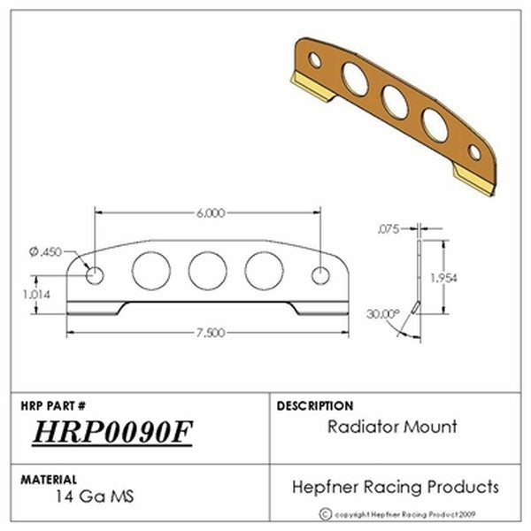 Hephner Racing Products HRP-0090F Radiator Mount suit Sprint Car ...